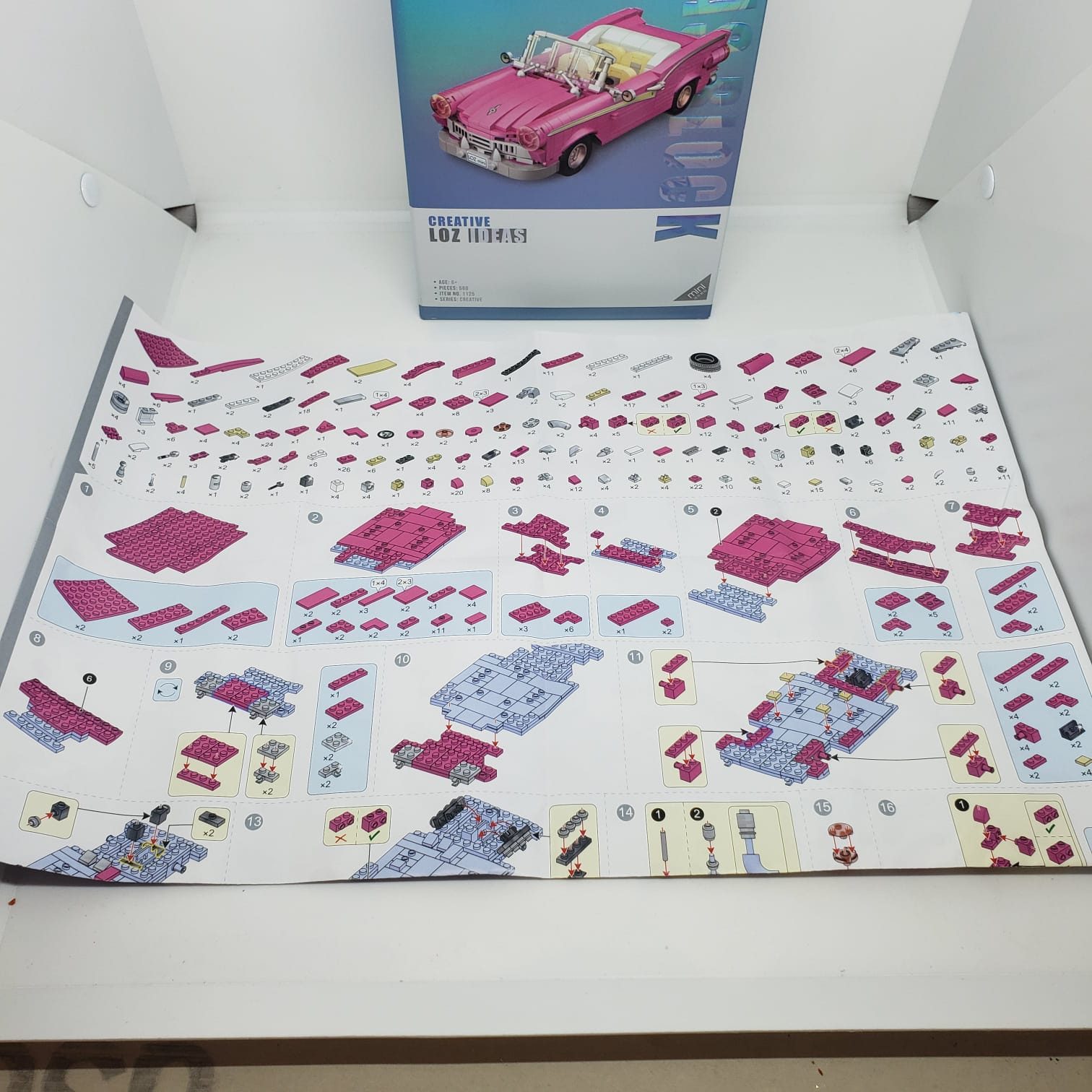 MINI BLOQUES ARMABLES CABRIOLET ROSA TOY768 - Jaziz