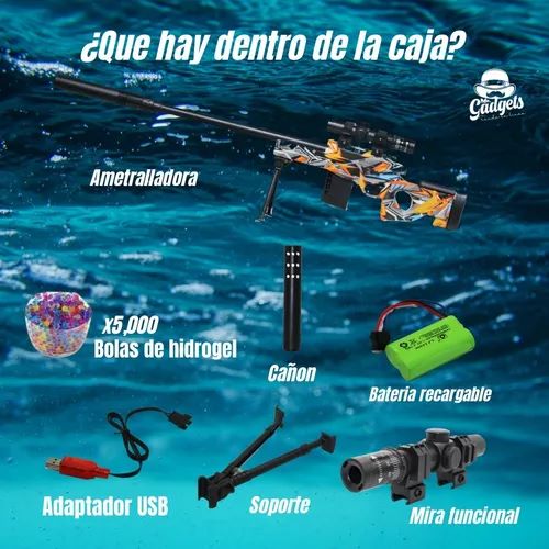 AMW Ametralladora Automatica Rifle Arma Hidrogel Juguete Xl - My ShopShop